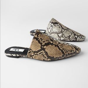 Zara | Shoes | Nwt Zara Animal Snake Print Flat Mules | Poshmark
